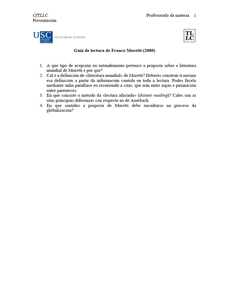 Guia e texto Moretti | PDF | Novelas | Karl Marx