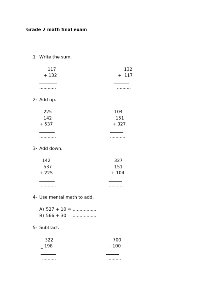 Math Final Exam | PDF