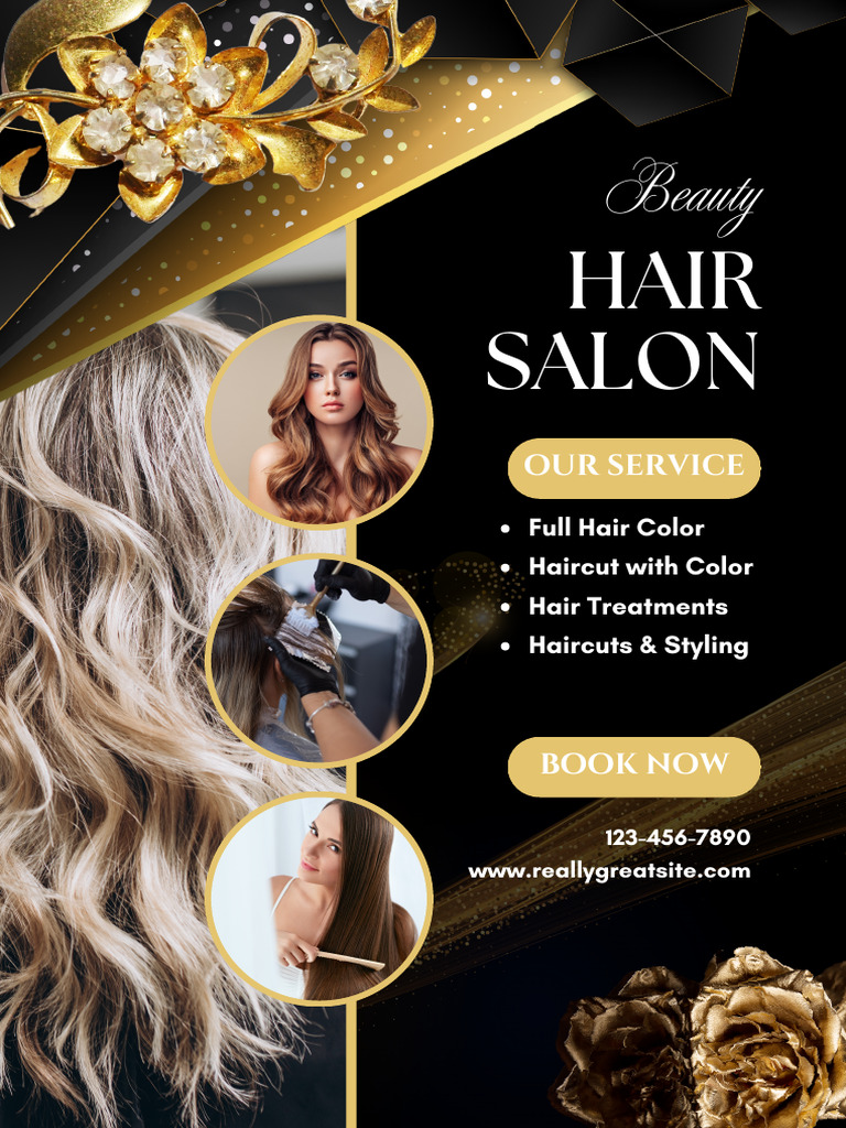 Black and Yellow Modern Beauty Hair Salon Flyer | PDF