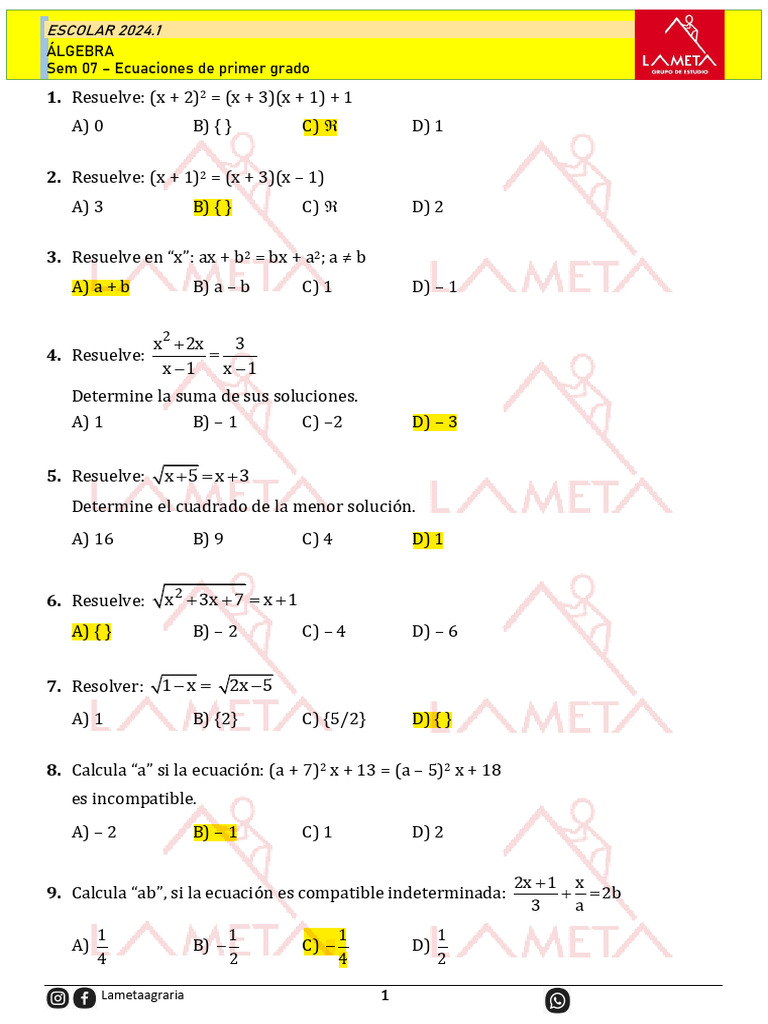 ES ÁLG 07 - Ecuaciones de Primer Grado | PDF | Ecuaciones | Objetos ...