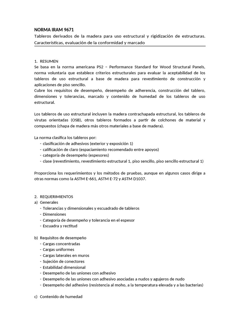 IRAM 9671 - Resumen | PDF | Madera | Revestimiento