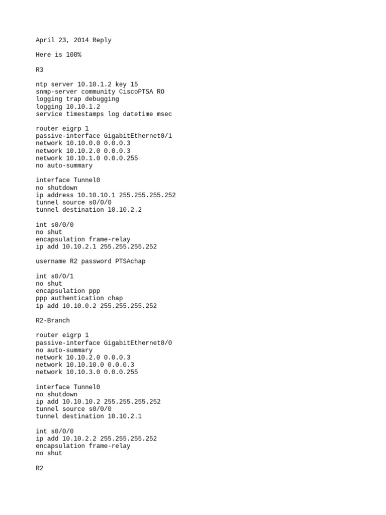 Practice Skills Assessment - Packet Tracer CCN4 | PDF