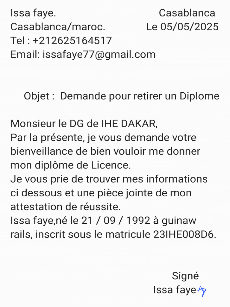 Demande de Diplome | PDF