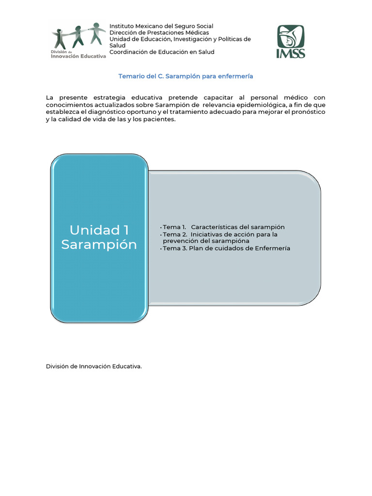 Metodología de Temario Sarampion Enf | PDF