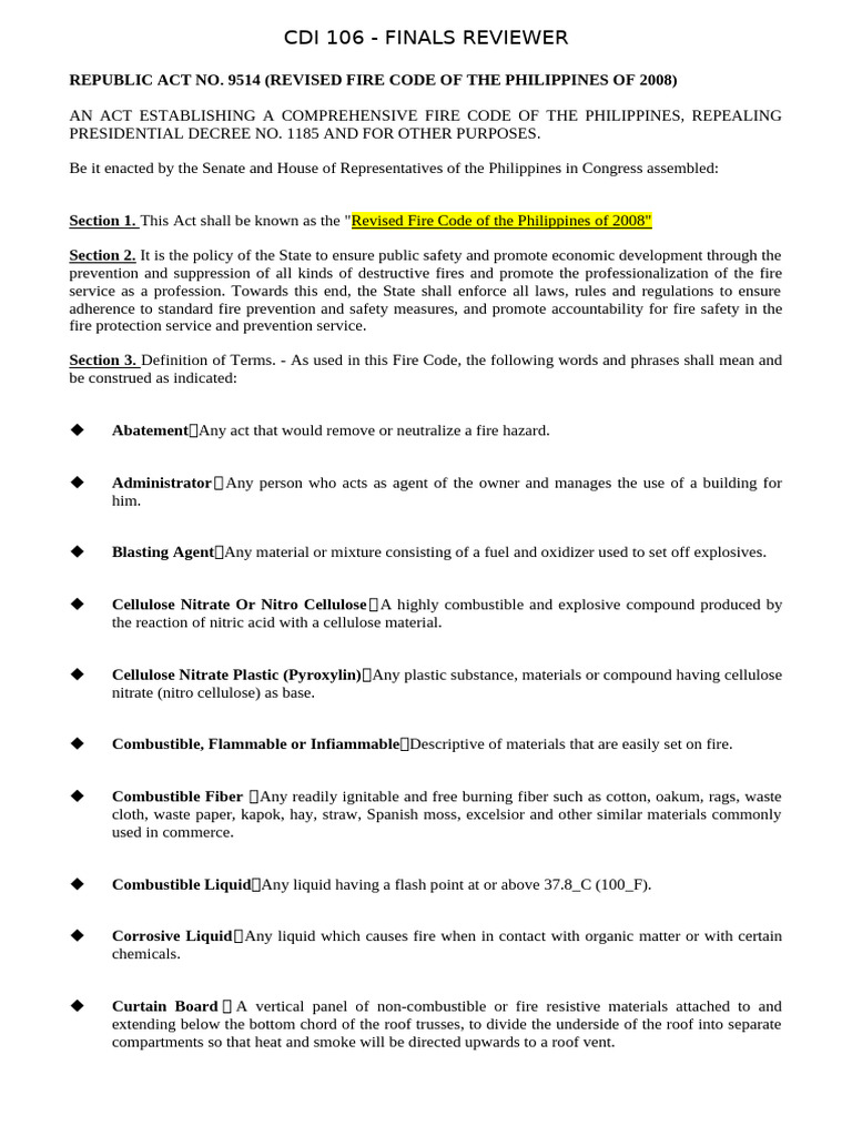 CDI 106: Revised Fire Code Review | PDF | Fires | Fire Safety