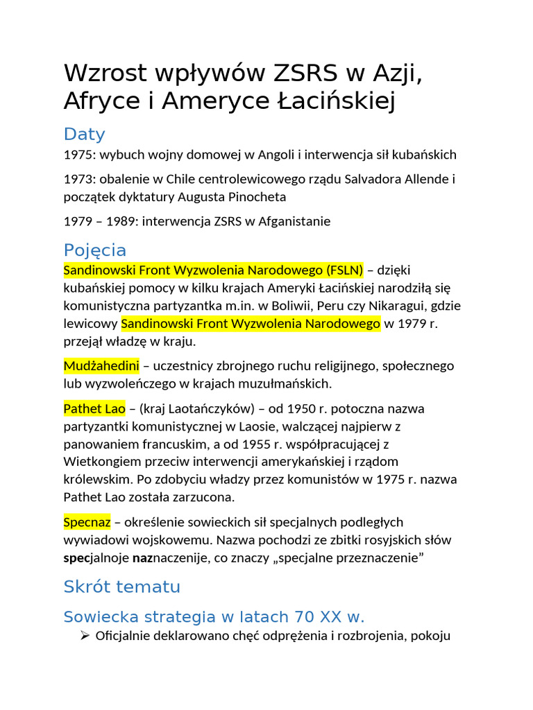 Wzrost Wpływów ZSRS W Azji | PDF