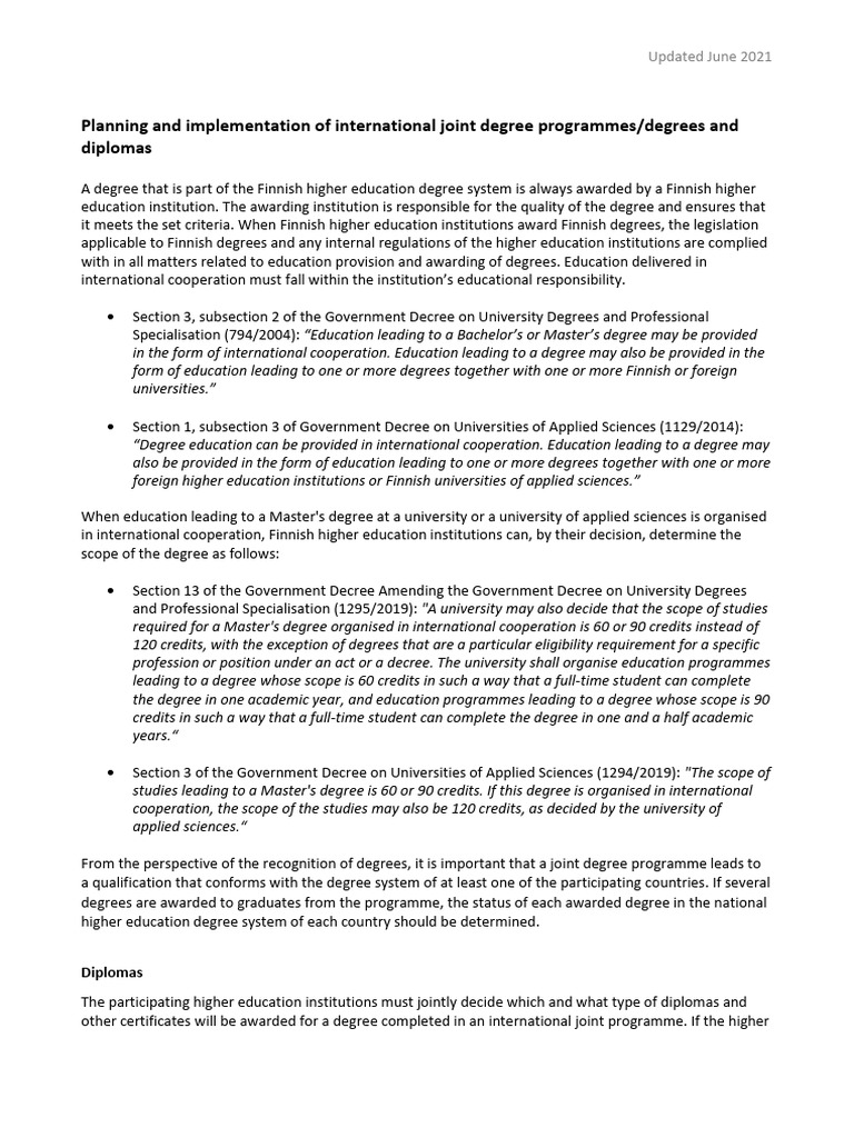 International Joint Degree Program Guidelines | PDF | Academic Degree ...