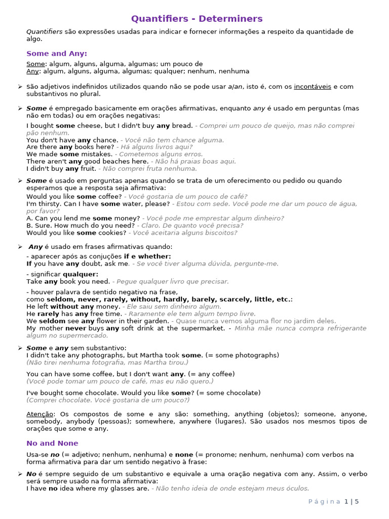 Quantifiers | PDF | Pronome | Plural