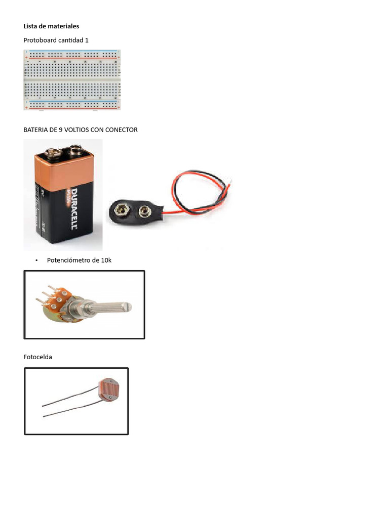 Lista de Materiale Noveno OVP Grupo 1. | PDF