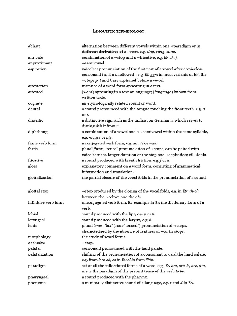 Linguistic Concepts and Their Definitions | PDF | Consonant | Vowel