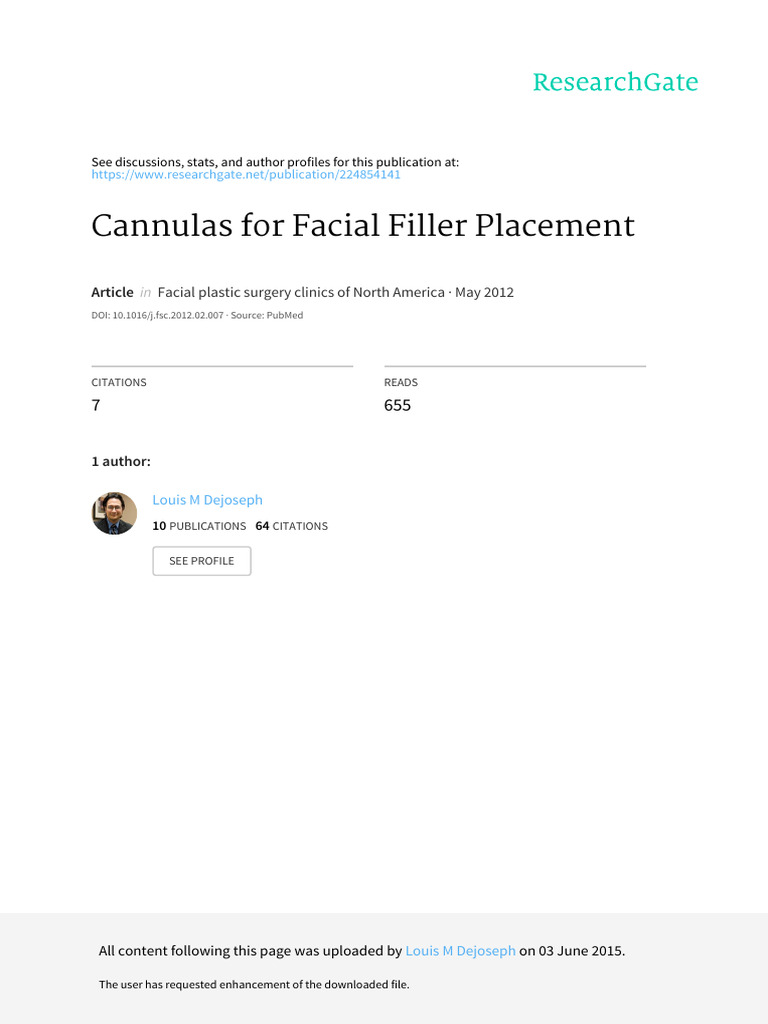 Cannulas For Facial Filler Placement | PDF | Injection (Medicine ...