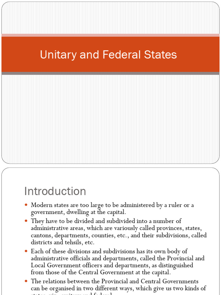 Unitary and Federal States | PDF | Federation | Federalism