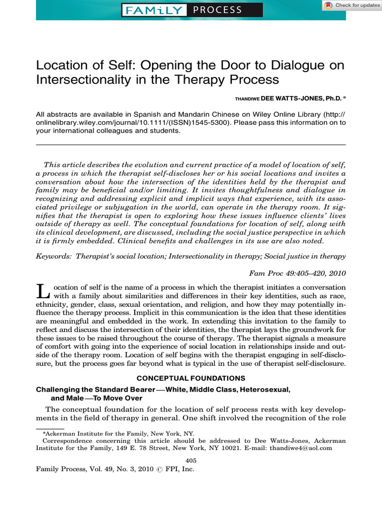 Family Process - 2010 - WATTS%E2%80%90JONES - Location of Self Opening ...