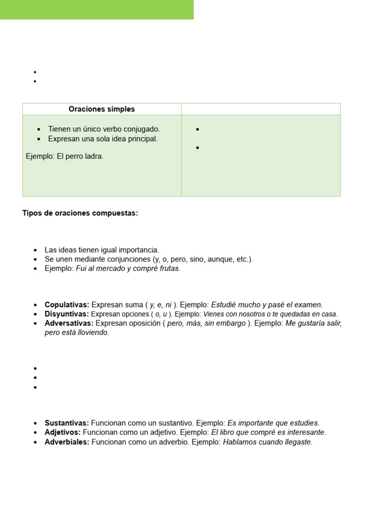 Tipos y Estructura de Oraciones | PDF | Oración (Lingüística) | Verbo