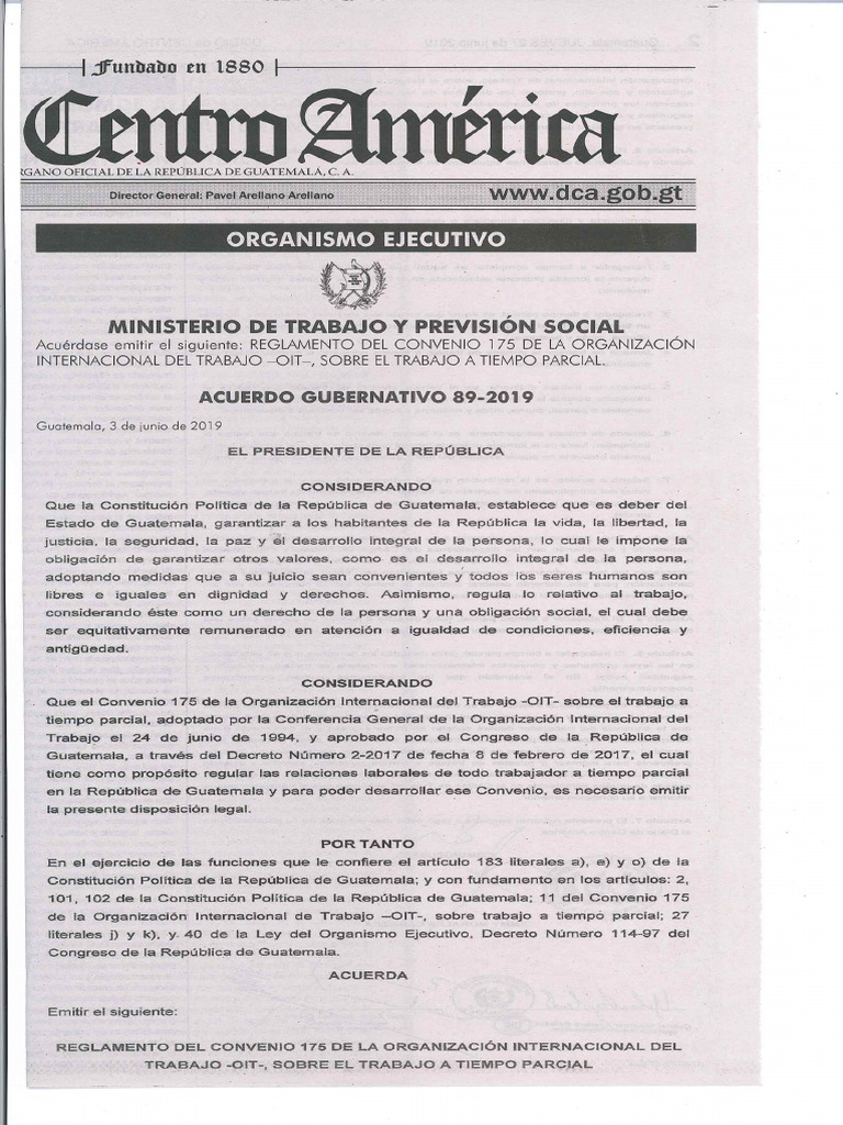 Acuerdo Gubernativo No. 89-2019 | PDF