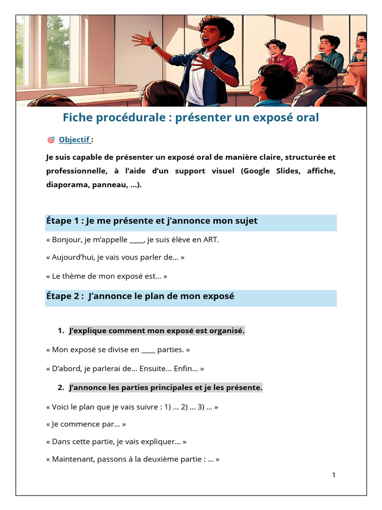Guide de présentation d'un exposé oral | PDF