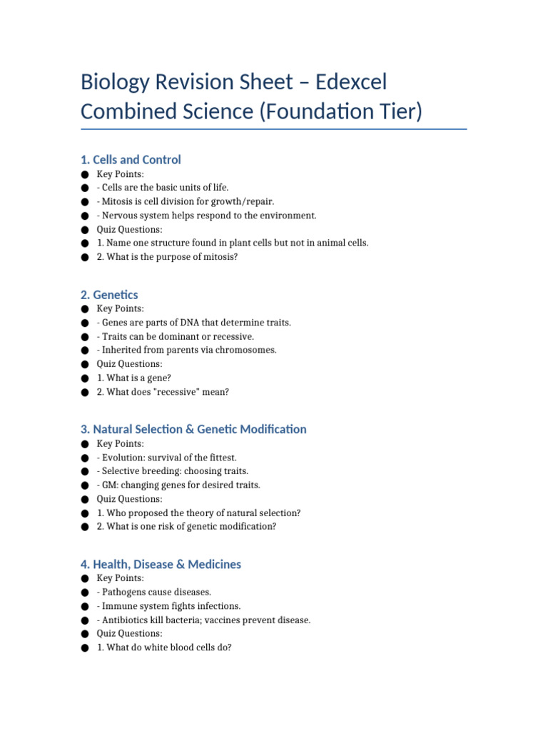 Edexcel Biology Revision Guide | PDF