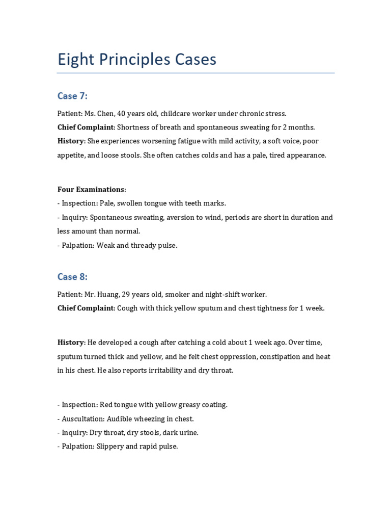 Eight Principle Cases 7-12 | PDF | Cough | Diseases And Disorders