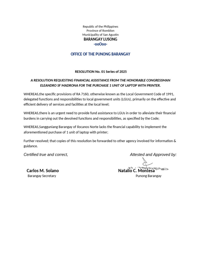 Resolution for Laptop Purchase Assistance | PDF