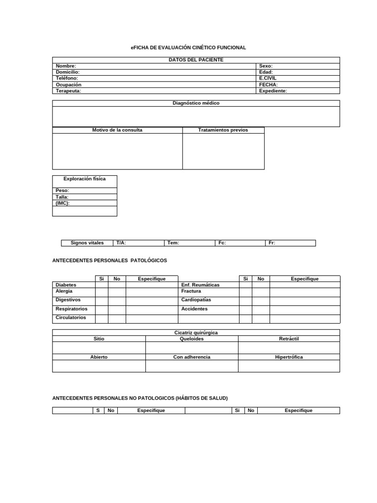 Ficha de Evaluación Cinético Funcional Traumatologica Kine-1 | PDF | Codo | Sistema ...