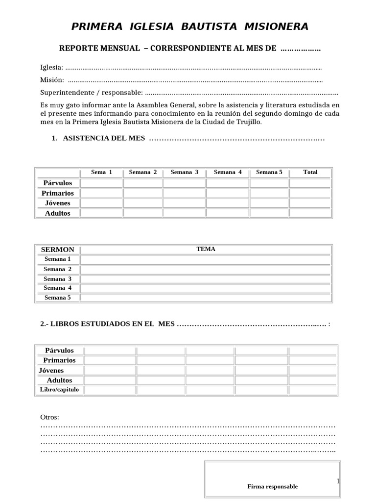 FORMATO PARA INFORME MENSUAL | PDF