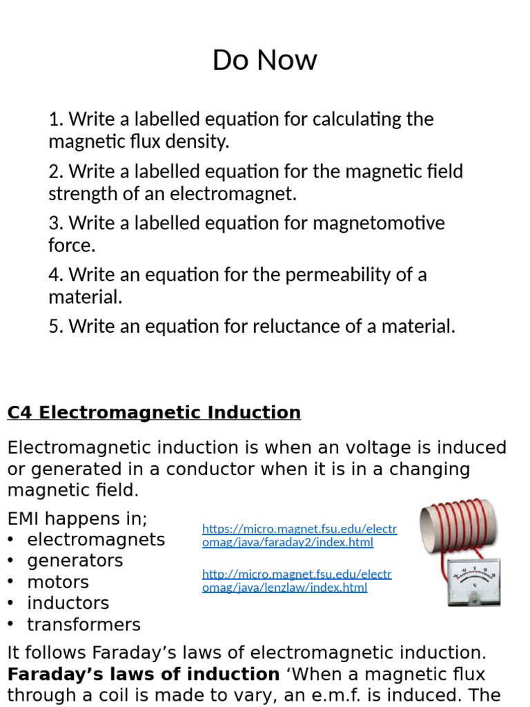 BTEC Engineering Unit 1 - C4 Topicfor ST | PDF | Electromagnetic ...