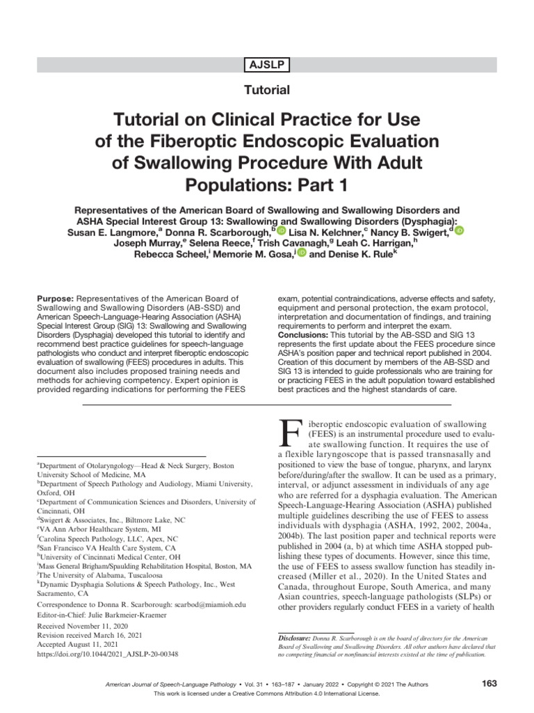 Langmore Et Al 2022 Tutorial On Clinical Practice For Use of The ...