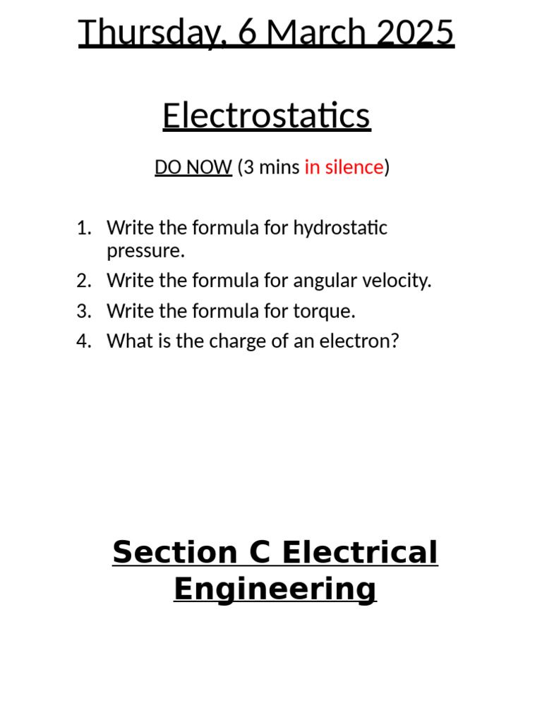 BTEC Engineering Unit 1 - C1 Static and DC Alternating Current | PDF | Capacitor | Capacitance
