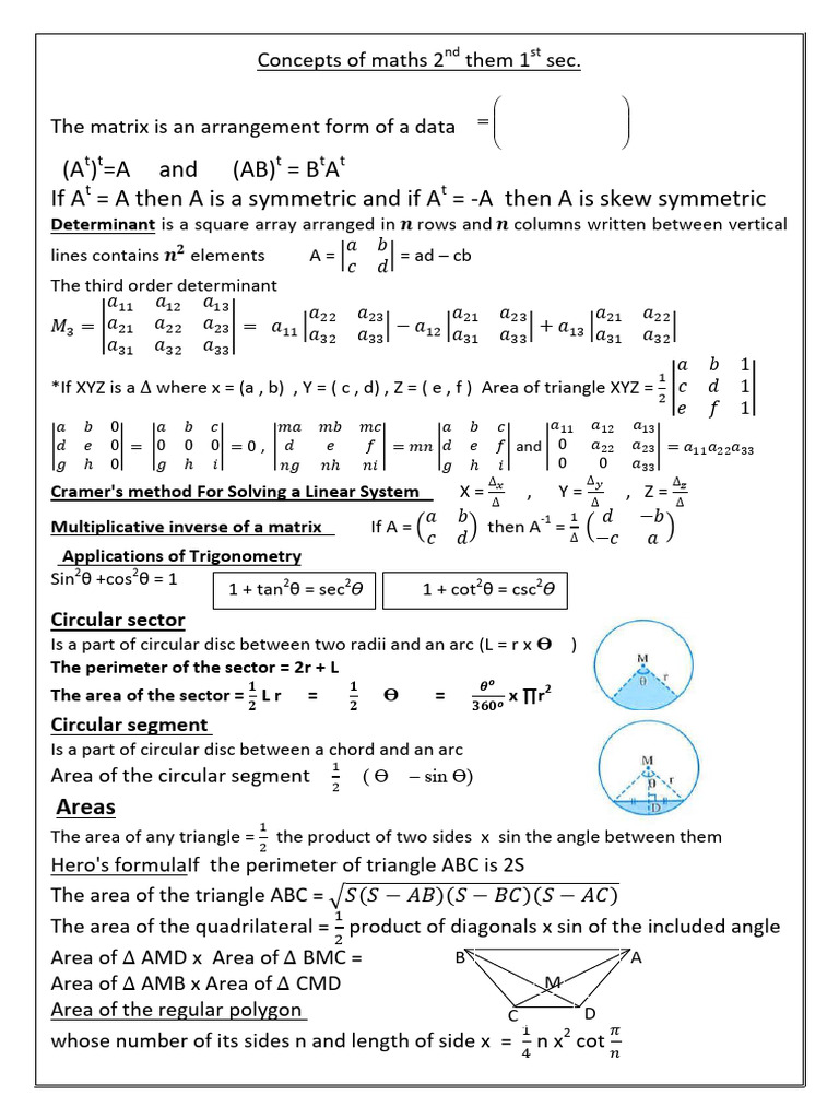 Concepts of Maths 1st Secj | PDF | Area | Matrix (Mathematics)
