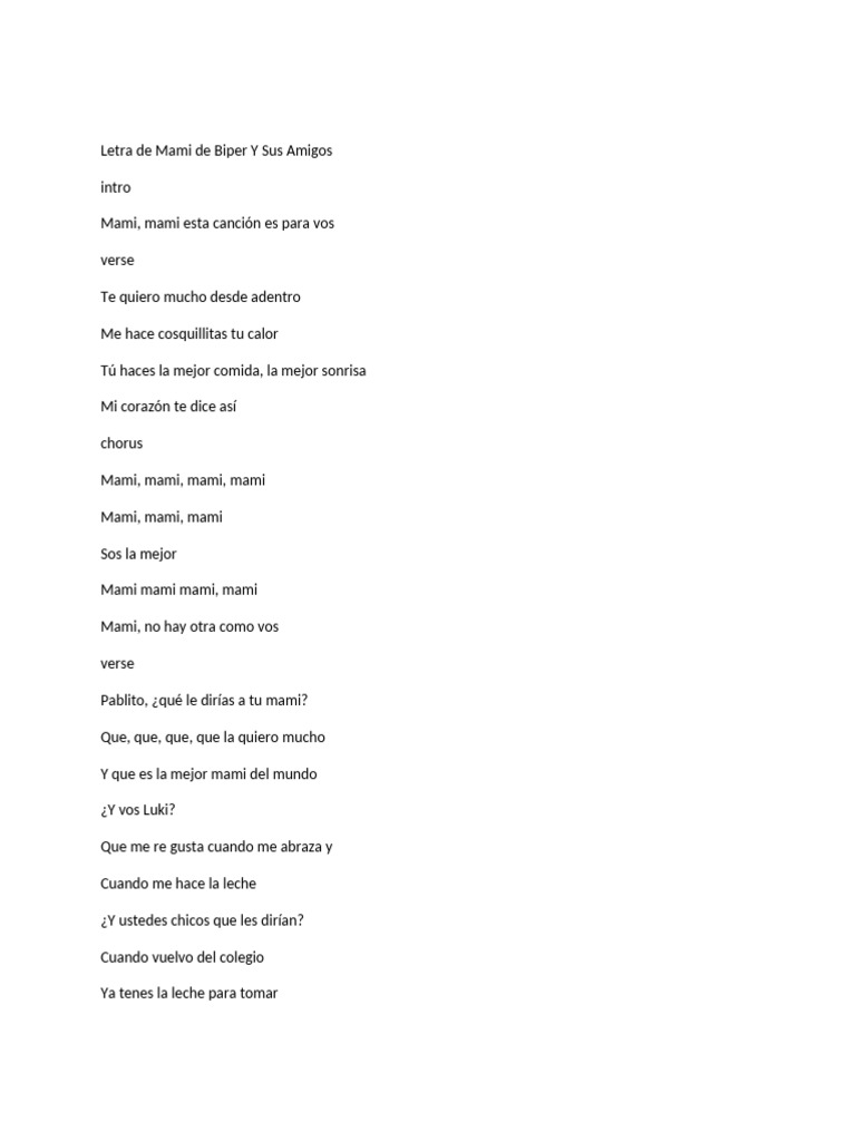 Letra de Mami D-WPS Office | PDF