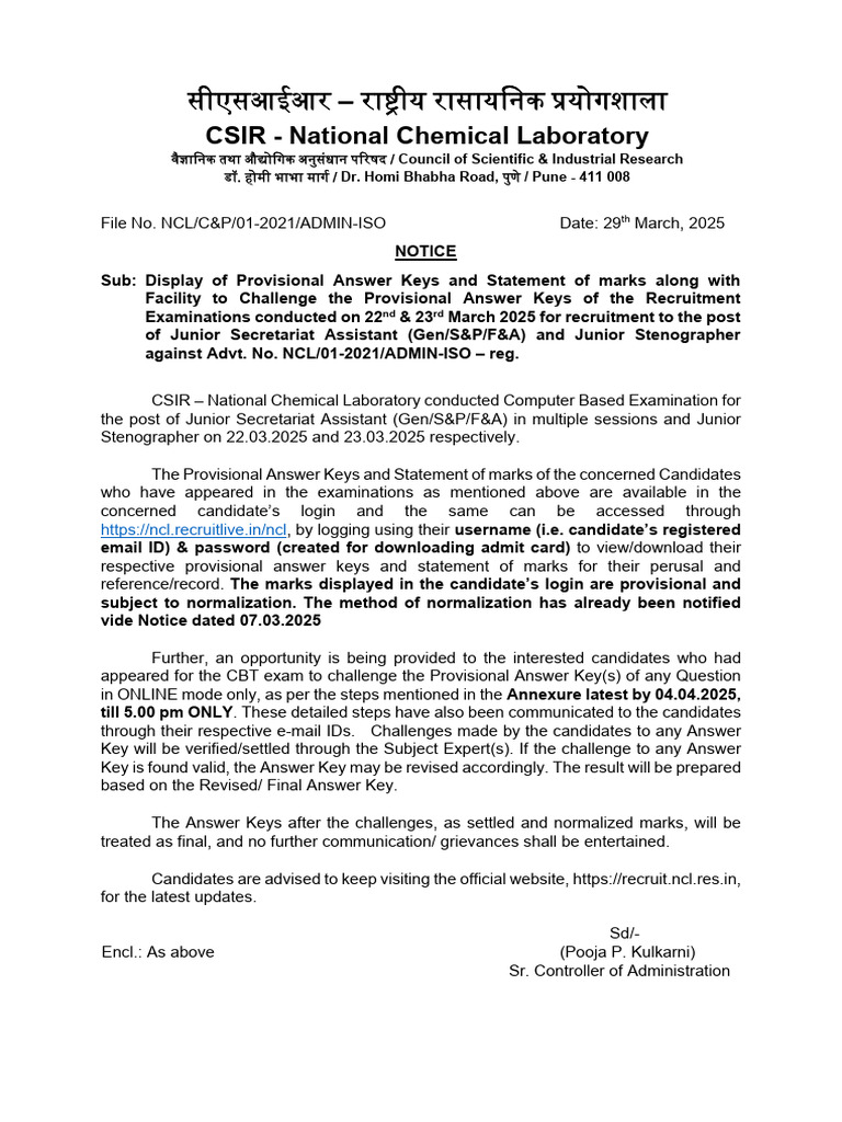 NCL 2025 Answer Key Challenge Notice | PDF