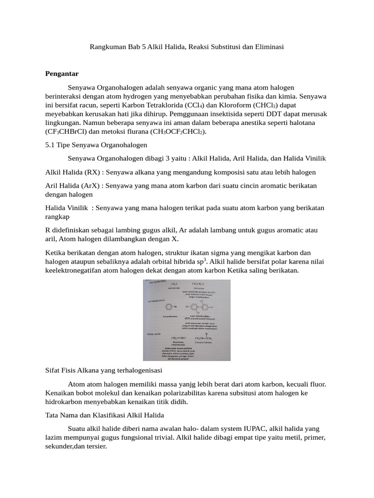 Rangkuman Bab 5 Alkil Halida Dan Bab 6 Reaksi Radikal Bebas, Senyawa Organologam | PDF