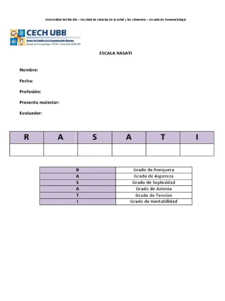 Escalas de GRBAS Y RASATI | PDF