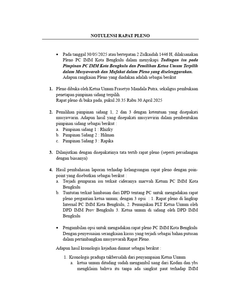 Notulensi Rapat Pleno | PDF