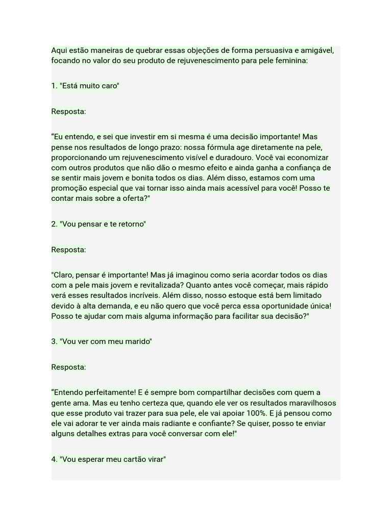 Aqui Estão Maneiras de Quebrar Essas Objeções de Forma Persuasiv | PDF
