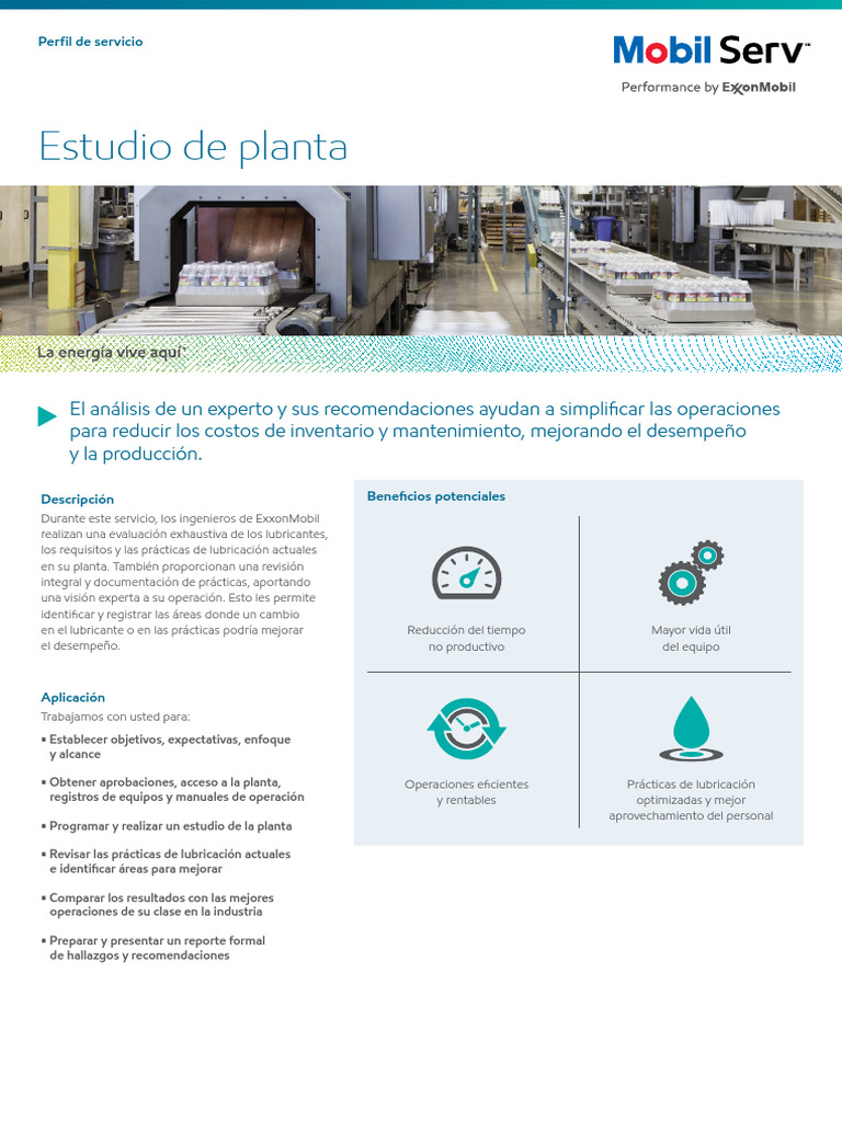 Hoja de Servicio Mobil Serv - Estudio de Planta | PDF | Exxon Mobil ...