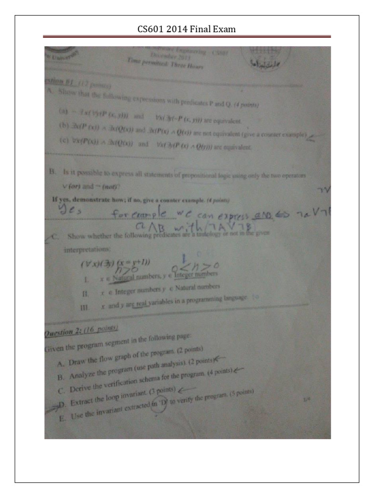 CS601 Final Dec 2013 | PDF
