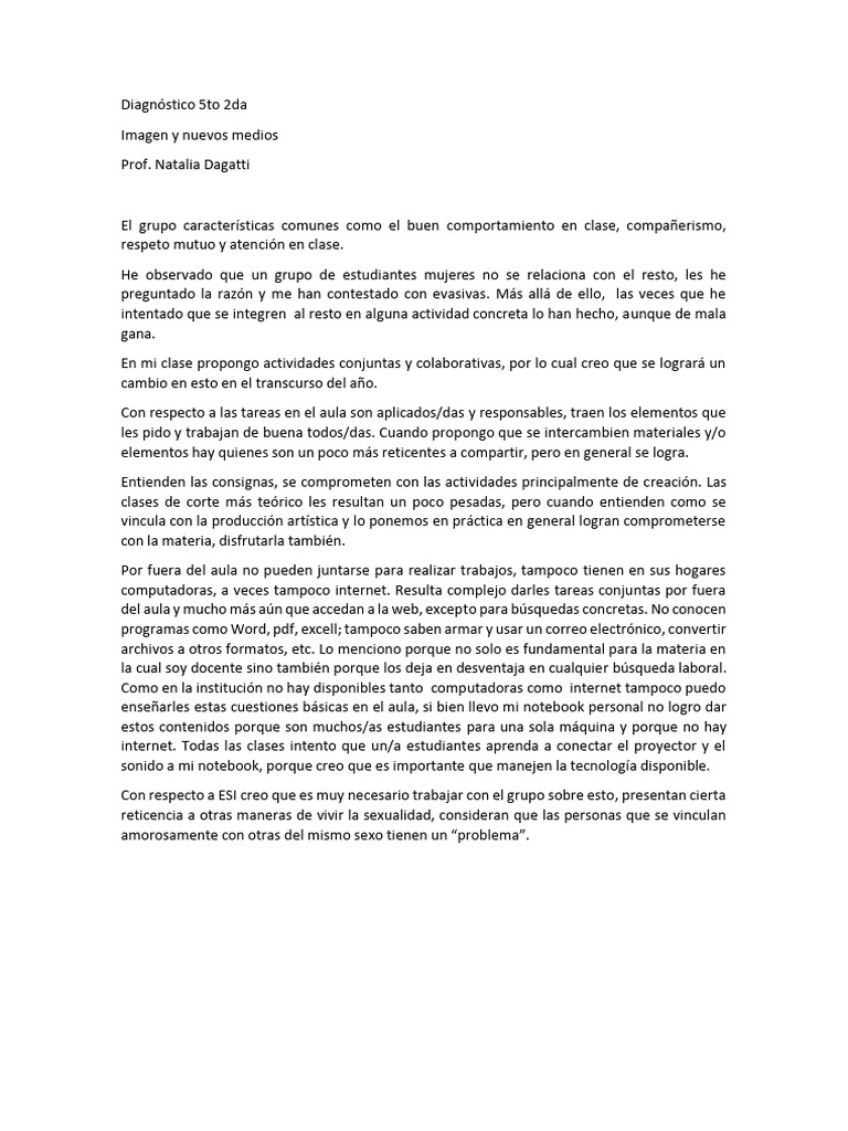 Diagnóstico 5to 2da | PDF