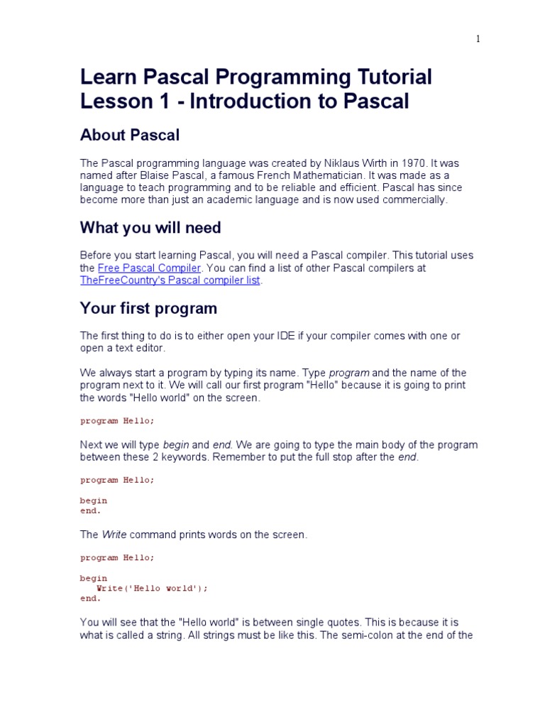 Learn Pascal Programming Pointer Computer Programming Array Data Type