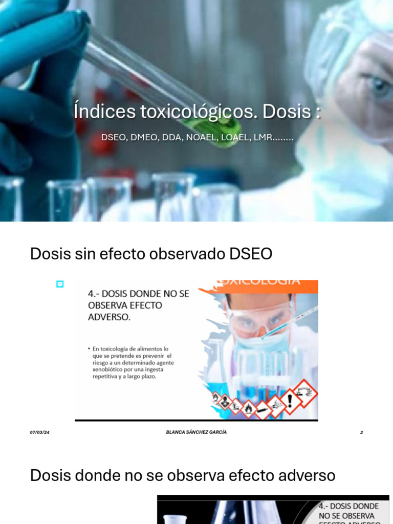 Presentacion 5 Dseo, Dda, LMR | PDF | Toxicología