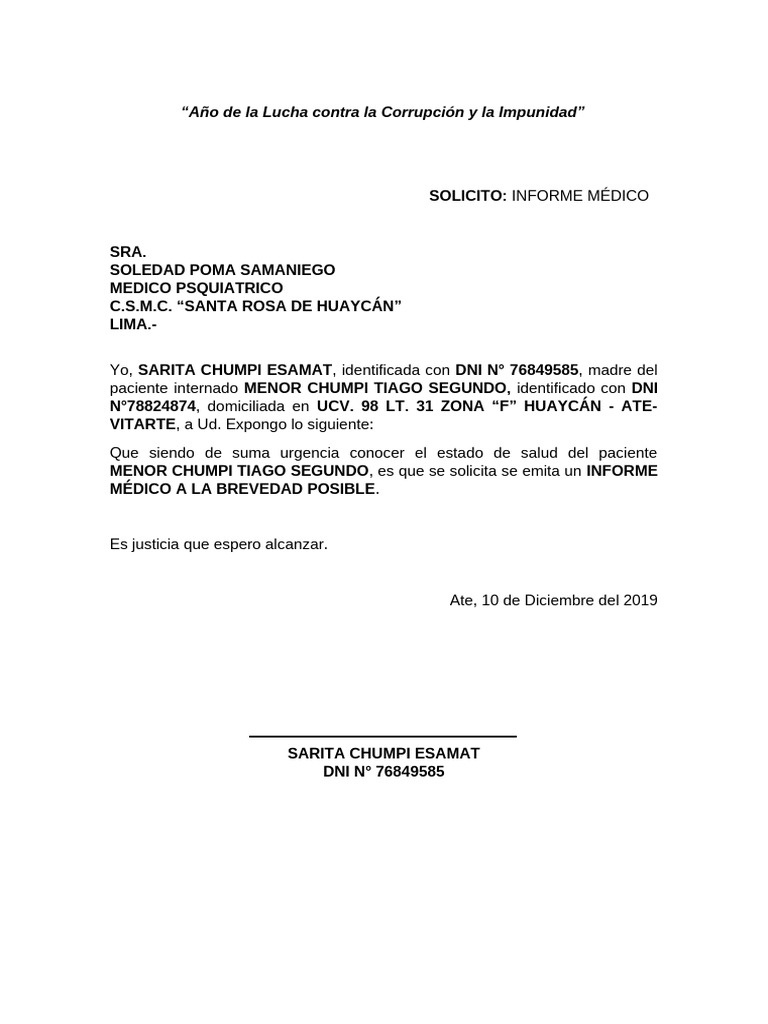 Solicito Informe Medico | PDF