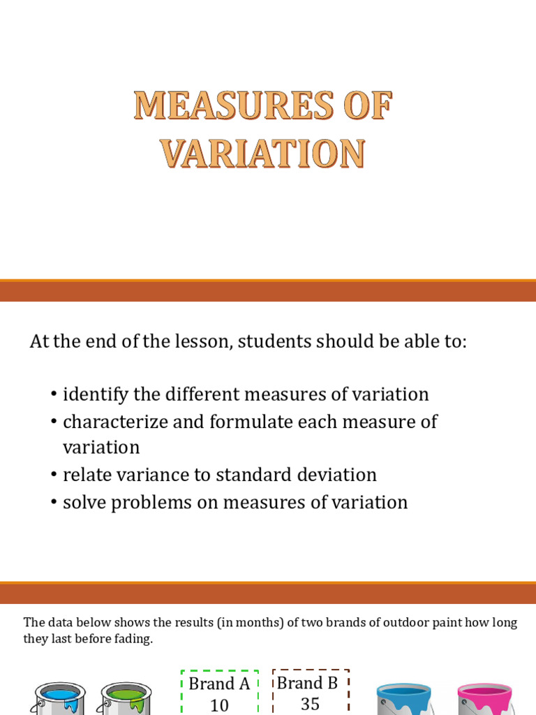Lesson 4 Measures of Variation | PDF | Variance | Standard Deviation