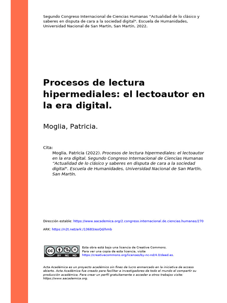 Moglia, Patricia (2022) - Procesos de Lectura Hipermediales El Lectoautor en La Era Digital ...