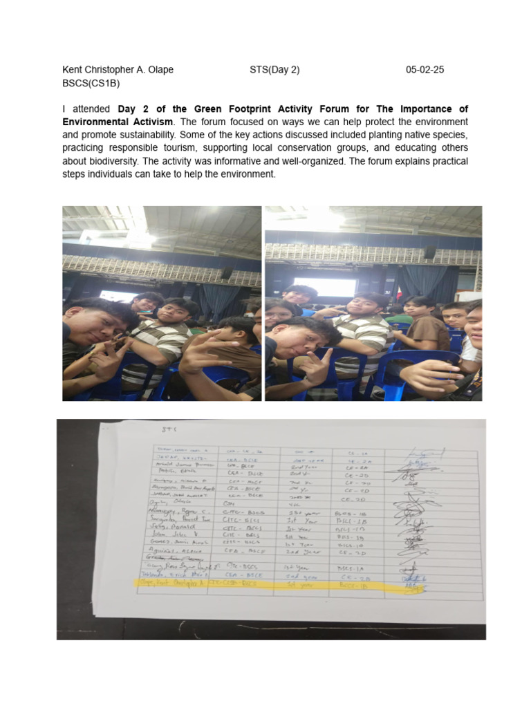 STS CS1B OLAPE Csmgreen Activity | PDF