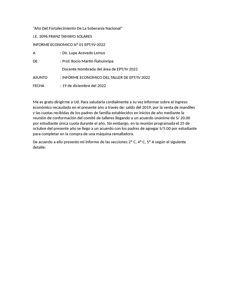 INFORME ECONOMICO 2023 | PDF