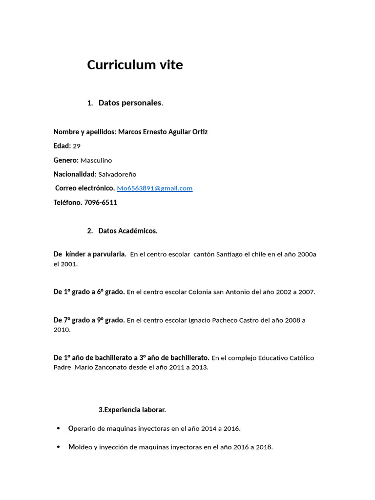 Documento Curriculum | PDF