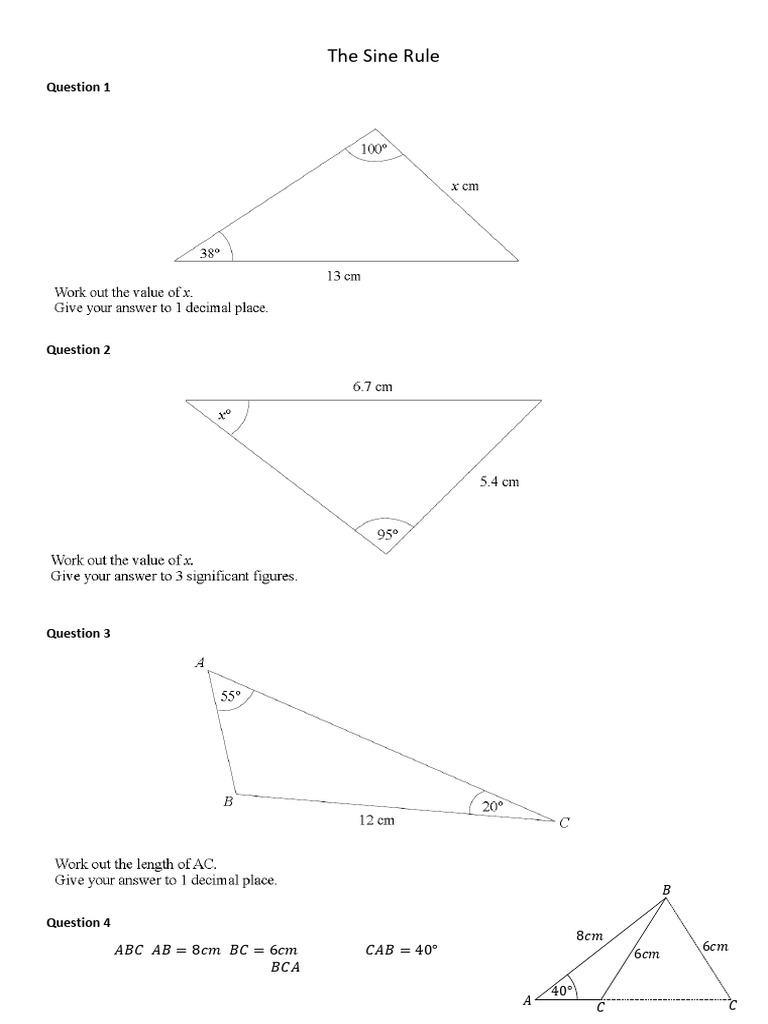 Sine Rule Triangle Problems Explained | PDF