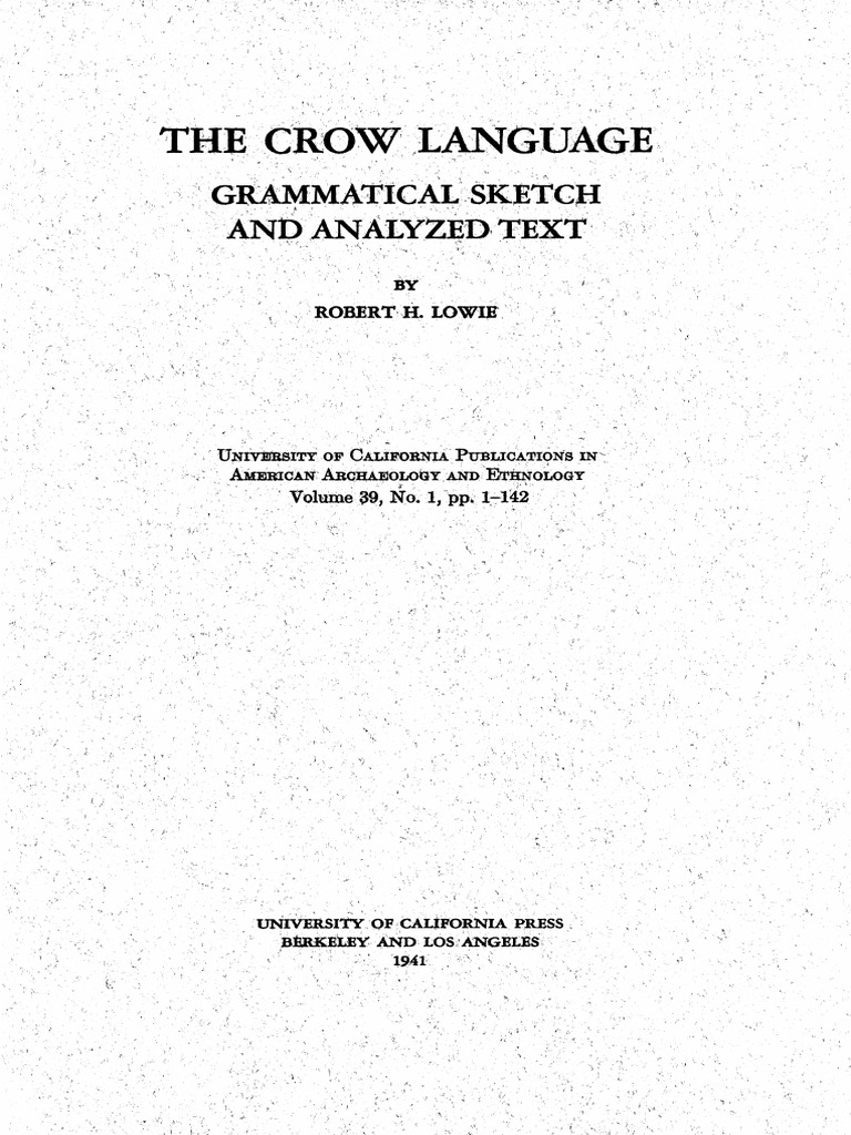 Crow Language: Grammar and Text Analysis | PDF | Verb | Subject (Grammar)