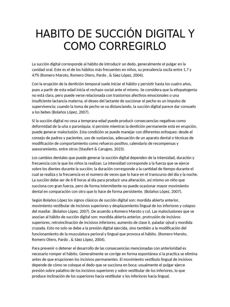 Habito de Succión Digital y Como Corregirlo | PDF