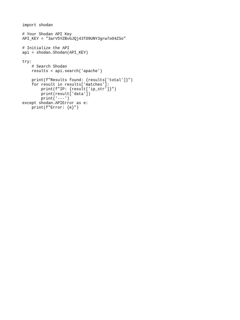 Shodan Search - Py. | PDF
